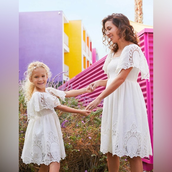 Halabaloo | Dresses | Boutique White Smocked Cotton Eyelet Easter Dress ...